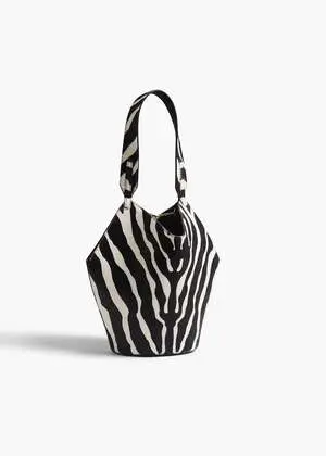 Khaite Mini Lotus Suede Tote - Black / White