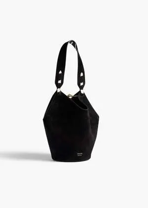 Khaite Mini Lotus Suede Tote - Black / White