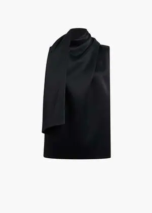 Khaite Satin Top With Draped Collar - Black