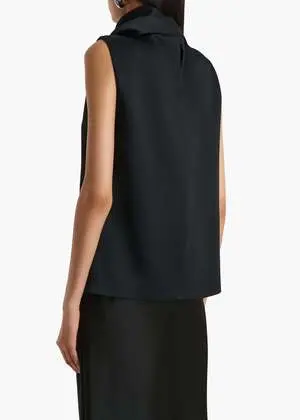 Khaite Satin Top With Draped Collar - Black