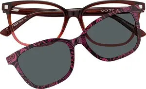 Zenni Cat-Eye Full Rim Frame With Snap-On Sunlens Deep Red