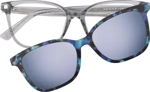Zenni Cat-Eye Full Rim Frame With Snap-On Sunlens Gray