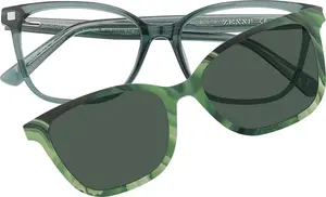 Zenni Cat-Eye Full Rim Frame With Snap-On Sunlens Moss Green