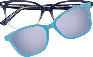 Zenni Cat-Eye Full Rim Frame With Snap-On Sunlens Navy