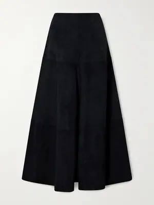 Altuzarra Varda Paneled Suede Midi Skirt - Blue
