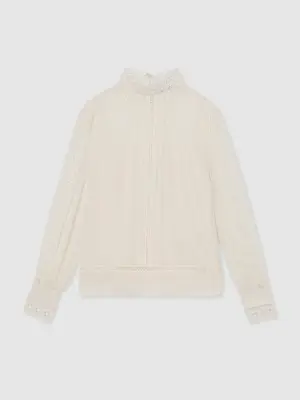 REISS Ori Lace-trim Blouse