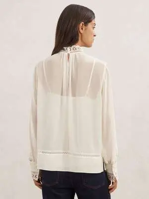 REISS Ori Lace-trim Blouse