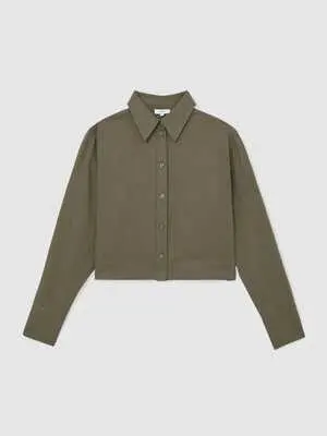 REISS Caylan Cotton And Wool Cropped Shirt