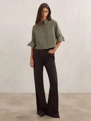 REISS Caylan Cotton And Wool Cropped Shirt