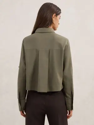 REISS Caylan Cotton And Wool Cropped Shirt