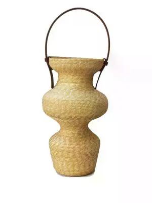 FILIPPO CATARZI Raffia Leather Detail Vase