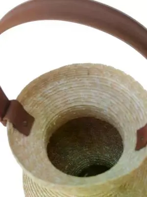 FILIPPO CATARZI Raffia Leather Detail Vase