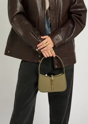 Saint Laurent Le 5 À 7 Mini Leather Top Handle Bag - Green