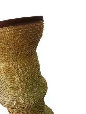 LA ROSE Raffia Leather Vase - Neutrals