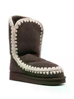 Mou Logo-patch Suede Ankle Boots - Brown