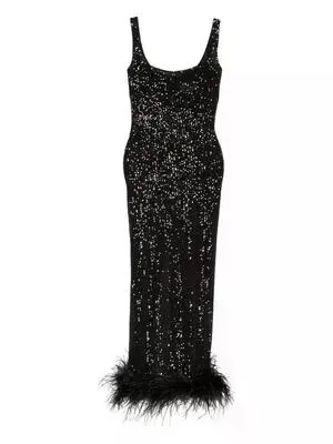 ATU BODY COUTURE Sequin Feather Trim Dress