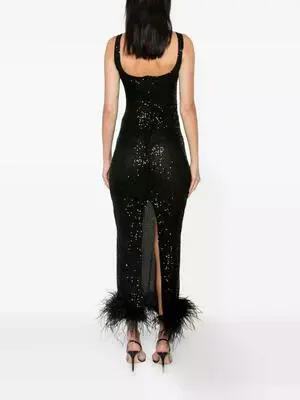 ATU BODY COUTURE Sequin Feather Trim Dress