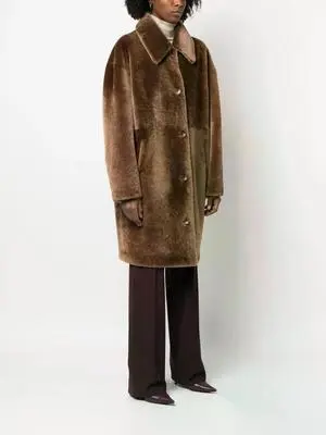 LISKA Single-breasted Shearling Coat