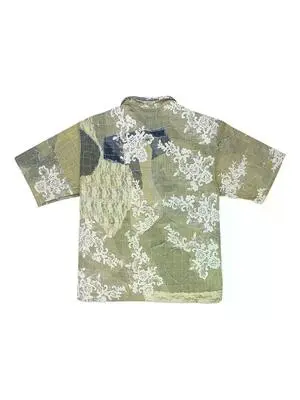 WHO DECIDES WAR BY EV BRAVADO Lace-detail Patchwork Polo Shirt