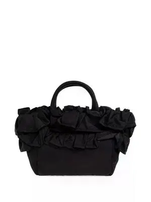 GANNI Mini Ruffled Tote Bag - Black