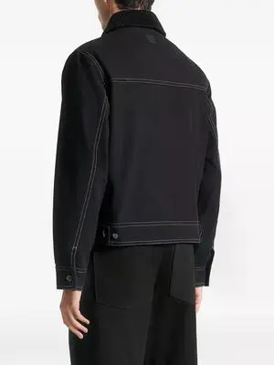 Manière De Voir Clasp-detail Contrast-stitch Gabardine Jacket
