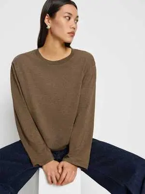 REFORMATION Liam Long Sleeve Oversized T-shirt - Brown