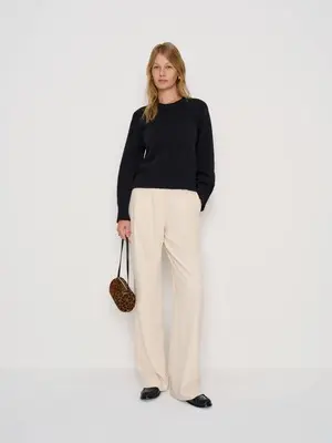 REFORMATION Orianne Cashmere Blend Cropped Crewneck Sweater - Black