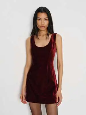 REFORMATION Franceska Velvet Mini Dress - Chianti