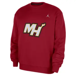 JORDAN Miami Heat Statement Essentials Nba Fleece Crew-neck Sweatshirt - Red