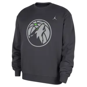 JORDAN Minnesota Timberwolves Statement Essentials Nba Fleece Crew-neck Sweatshirt - Grey