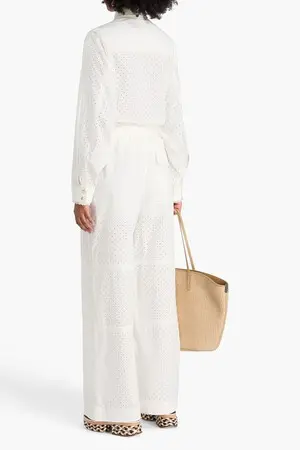 Zimmermann Lace-trimmed Perforated Cotton Cargo Pants