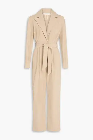 Zimmermann Belted Donegal Cotton And Silk-blend Jumpsuit - Beige