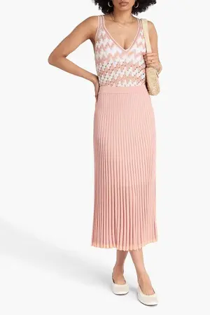 Zimmermann Metallic Ribbed-knit Midi Skirt - Blush