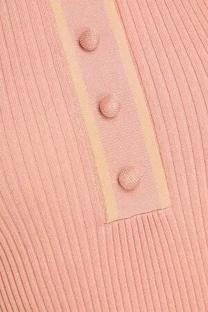 Zimmermann Metallic Ribbed-knit Polo Shirt