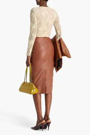 Zimmermann Leather Midi Pencil Skirt - Brown
