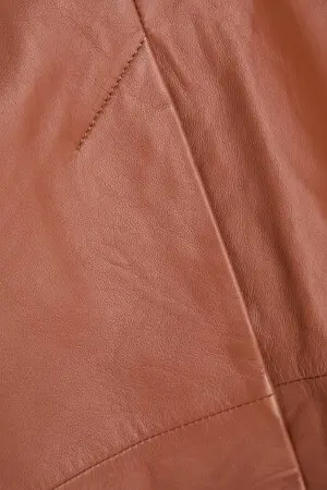 Zimmermann Leather Midi Pencil Skirt - Brown
