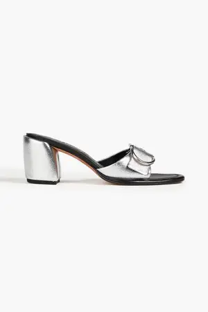 3.1 Phillip Lim Naomi 70 Buckled Metallic Pebbled-leather Mules