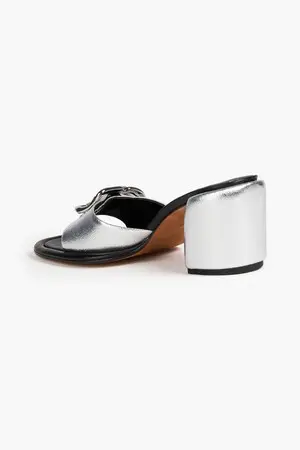 3.1 Phillip Lim Naomi 70 Buckled Metallic Pebbled-leather Mules