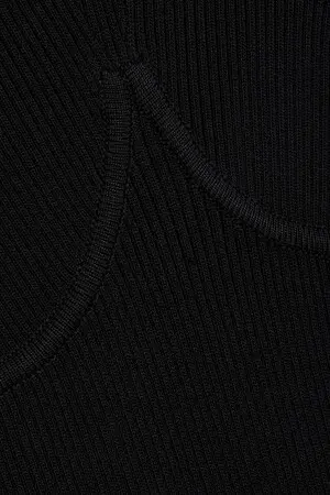 Staud Open-back Ribbed-knit Turtleneck Maxi Dress