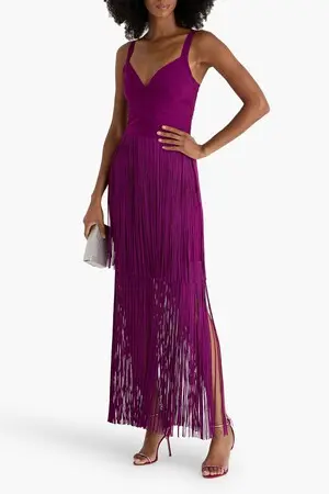 Herve Leger Blanca Fringed Bandage Gown