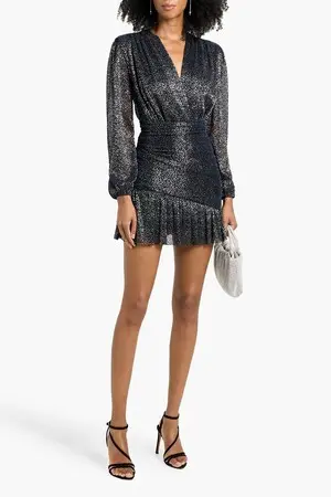 Maje Wrap-effect Lamé Mini Dress