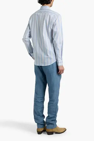 Sandro Striped Cottonblend Poplin Shirt - Sky Blue
