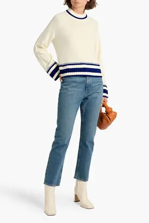 Chinti & Parker Guernsey Striped Wool And Cashmere-blend Sweater - Ivory