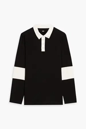 Paige Kinney Twotone Cottonblend Jersey Polo Shirt - Black
