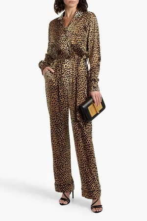 Dolce & Gabbana Leopard-print Silk-blend Satin Jumpsuit