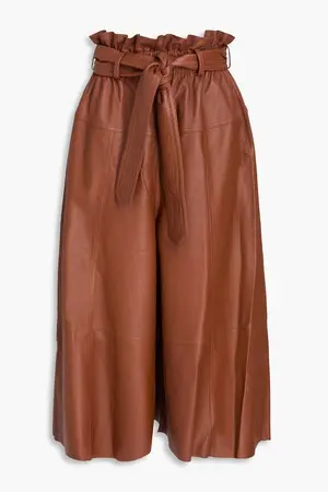Zimmermann Ruffled Leather Culottes - Brown
