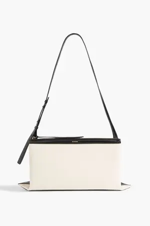 JIL SANDER Leather And Canvas Shoulder Bag