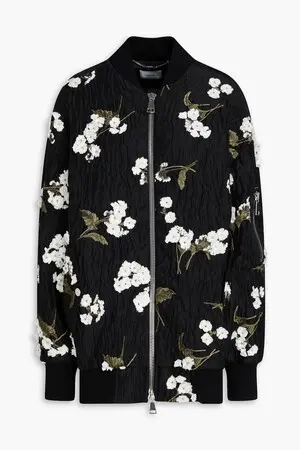 Erdem Embellished Wool-blend Cloqué Bomber Jacket