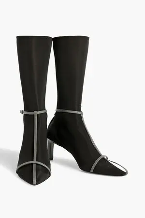 JIL SANDER Leather And Stretch-jersey Ankle Boots