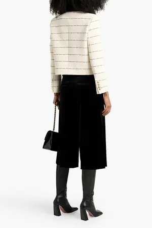 NILI LOTAN Idris Cotton-blend Velvet Culottes